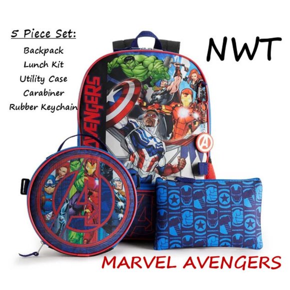 Marvel | Accessories | Marvel Avengers 5piece Backpack Lunch Bag Set Nwt | Poshmark